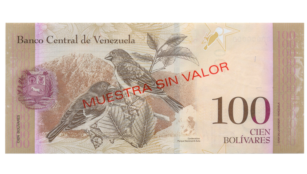 Billete Muestra Sin Valor 100 Bolívares 2013 #0123