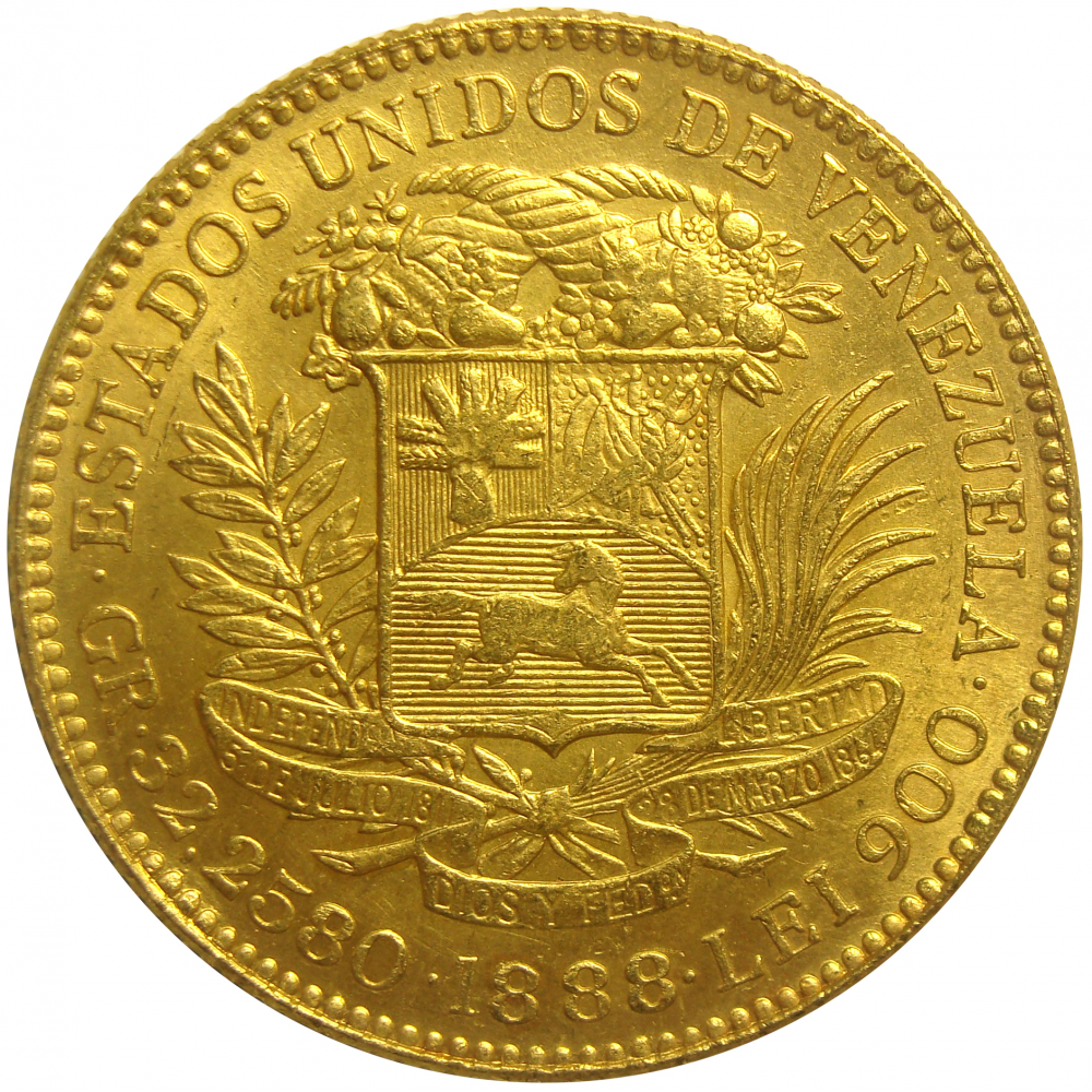 Replica Moneda Oro 100 Bolivares 1888 Pachano