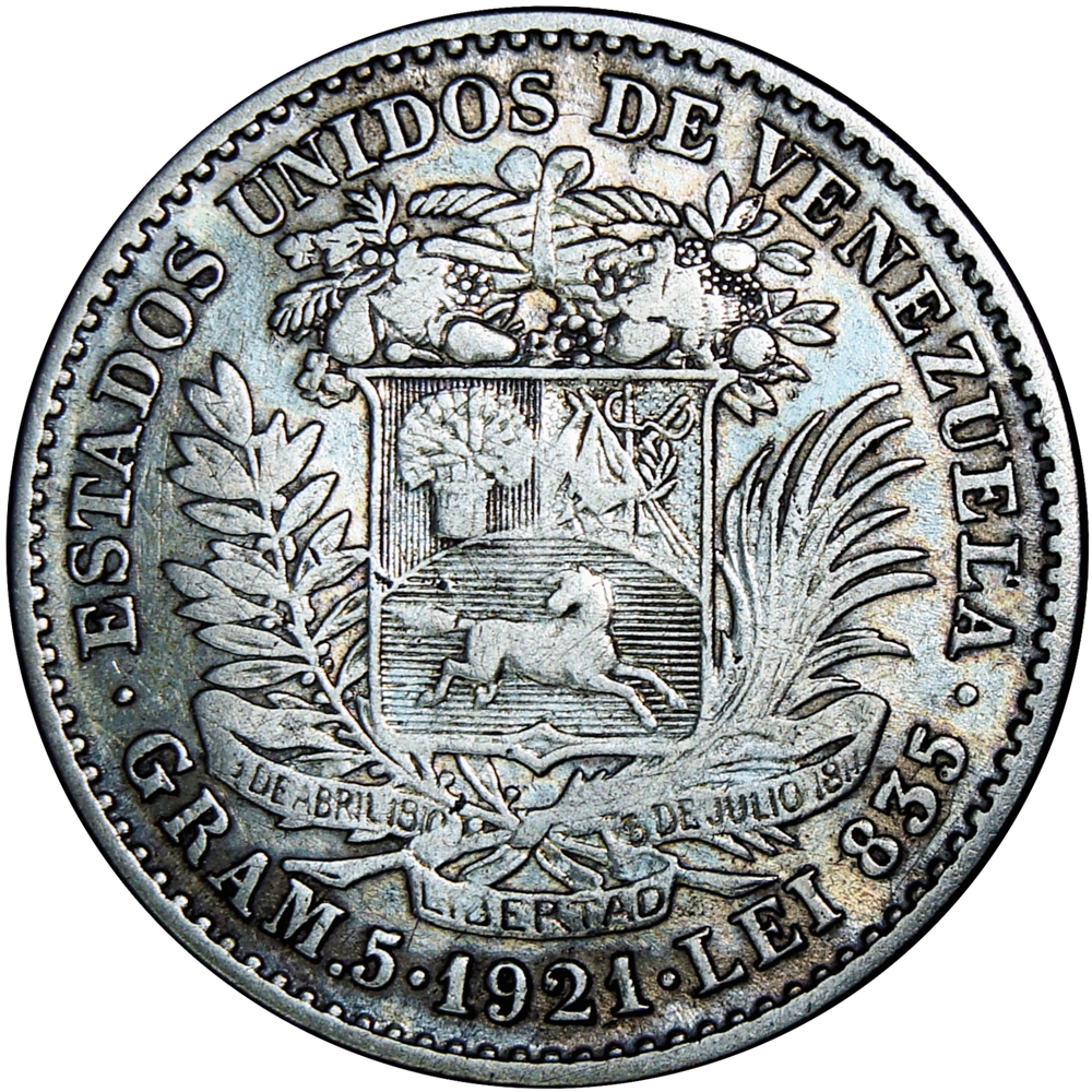 Venezuela Moneda 1 Bolívar 1921