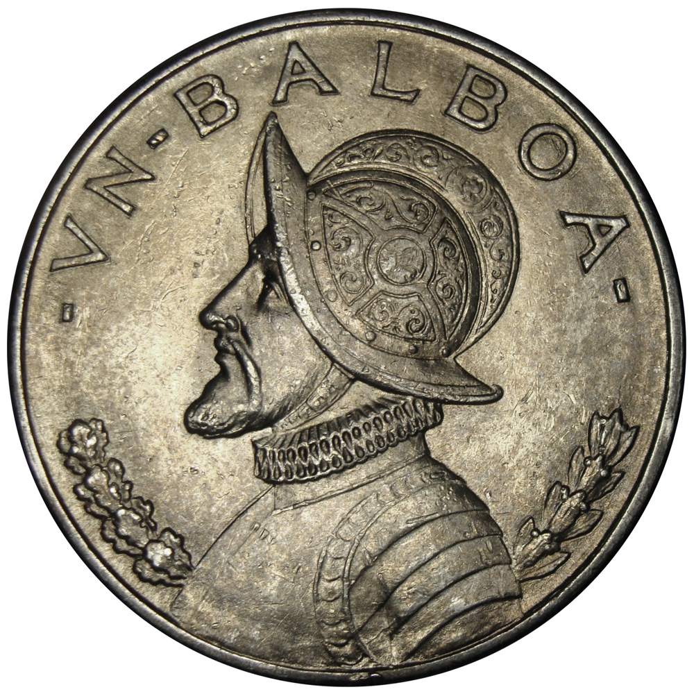 Panamá Moneda de Plata 1 Balboa 1934 Vasco Núñez