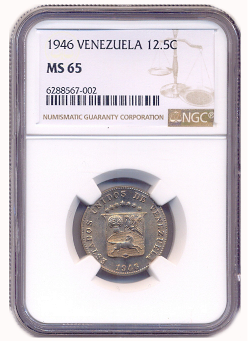 Moneda 12½ Céntimos - Locha 1946 Cápsula NGC MS 65