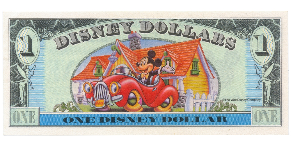 Billete Disney 1 Dollar 1993 Mickey Mouse 65th Aniversario