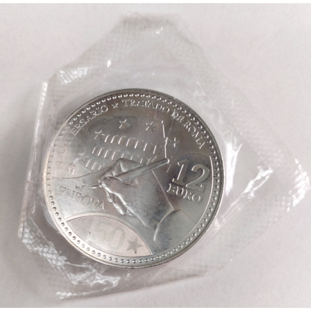 Moneda de Plata España 12 Euros 2007 Tratado de Roma