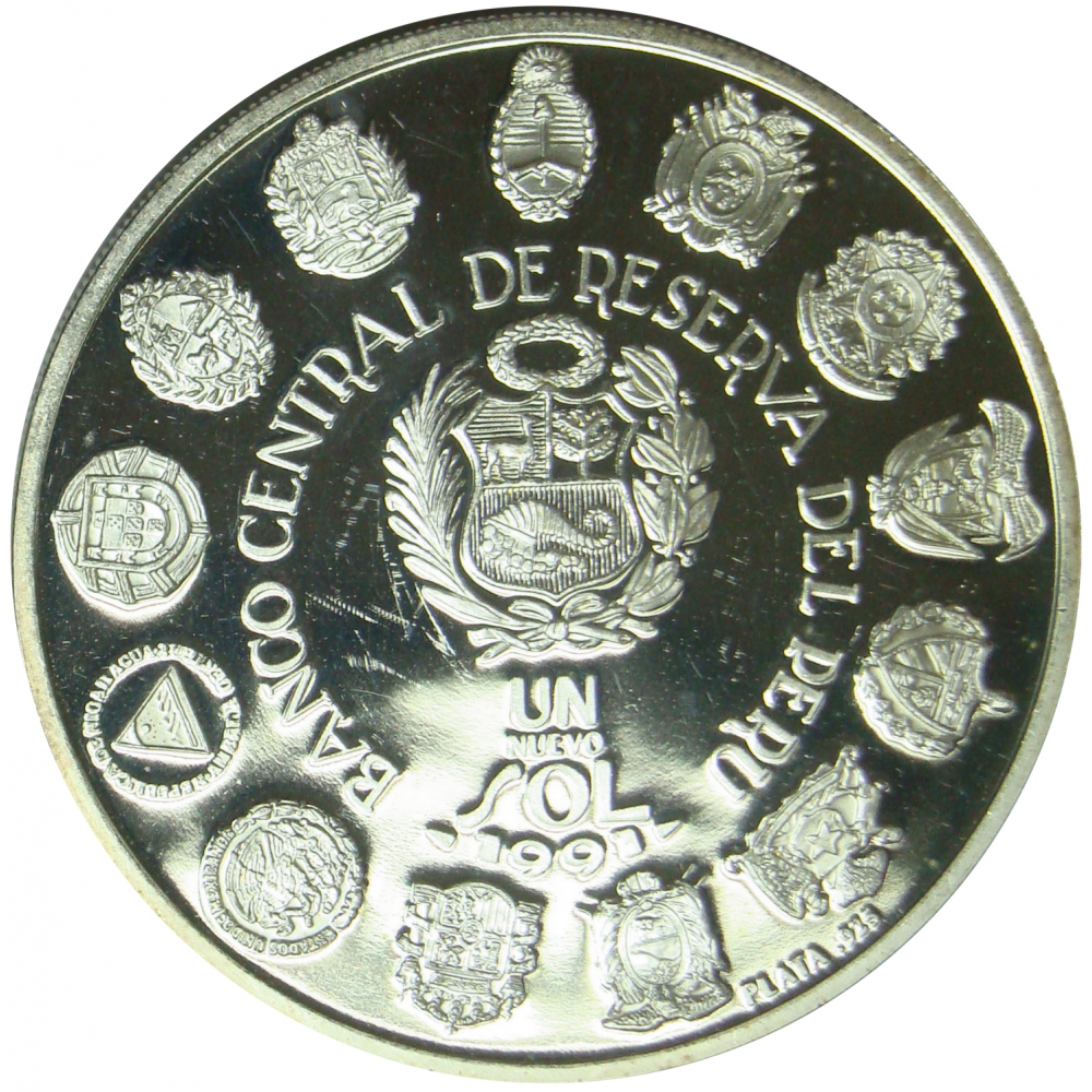 Moneda Peru 1 Nuevo Sol Encuentro de Dos Mundos 1991
