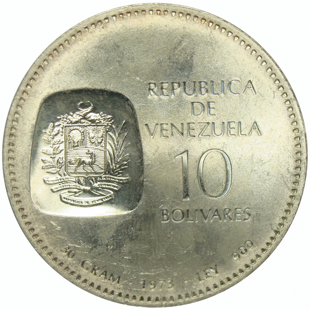 Moneda 10 Bolivares - Doblon 1973 Canto Al Revés
