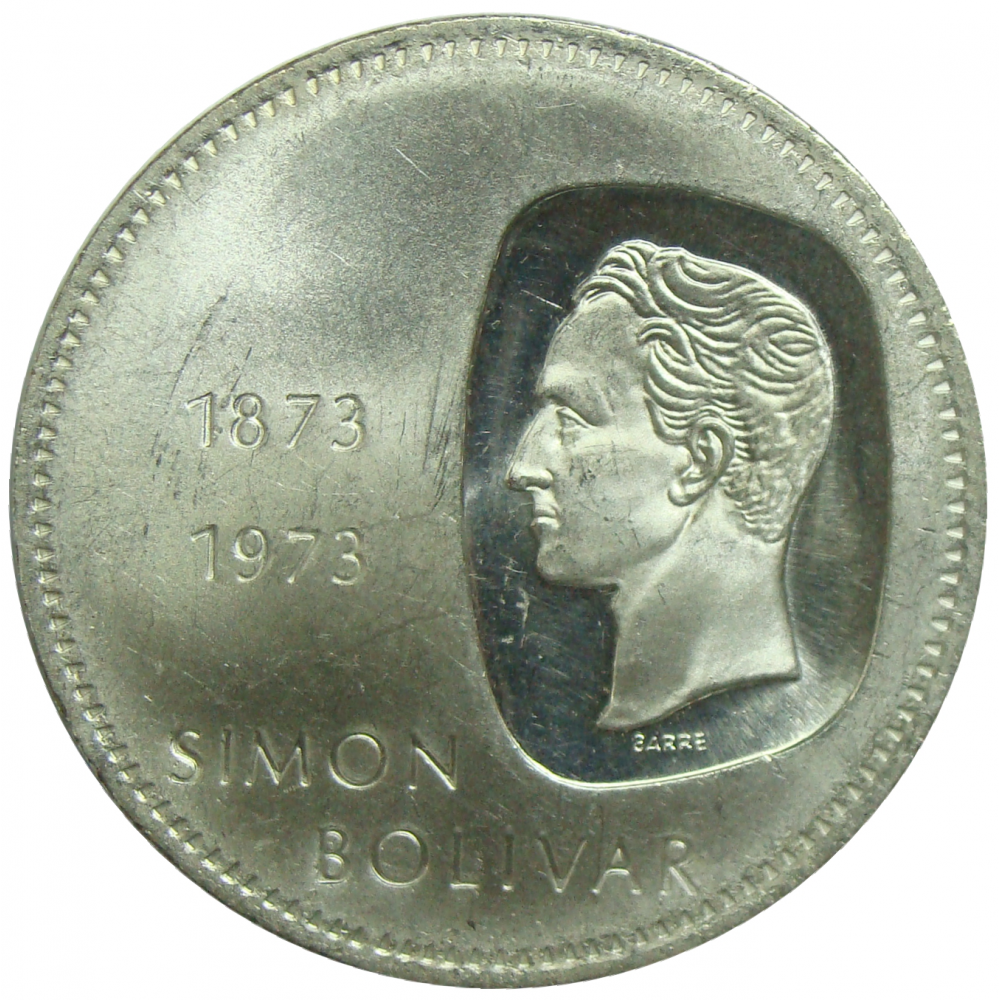 Doblon de Plata Moneda 10 Bs 1973 Canto Al Derecho