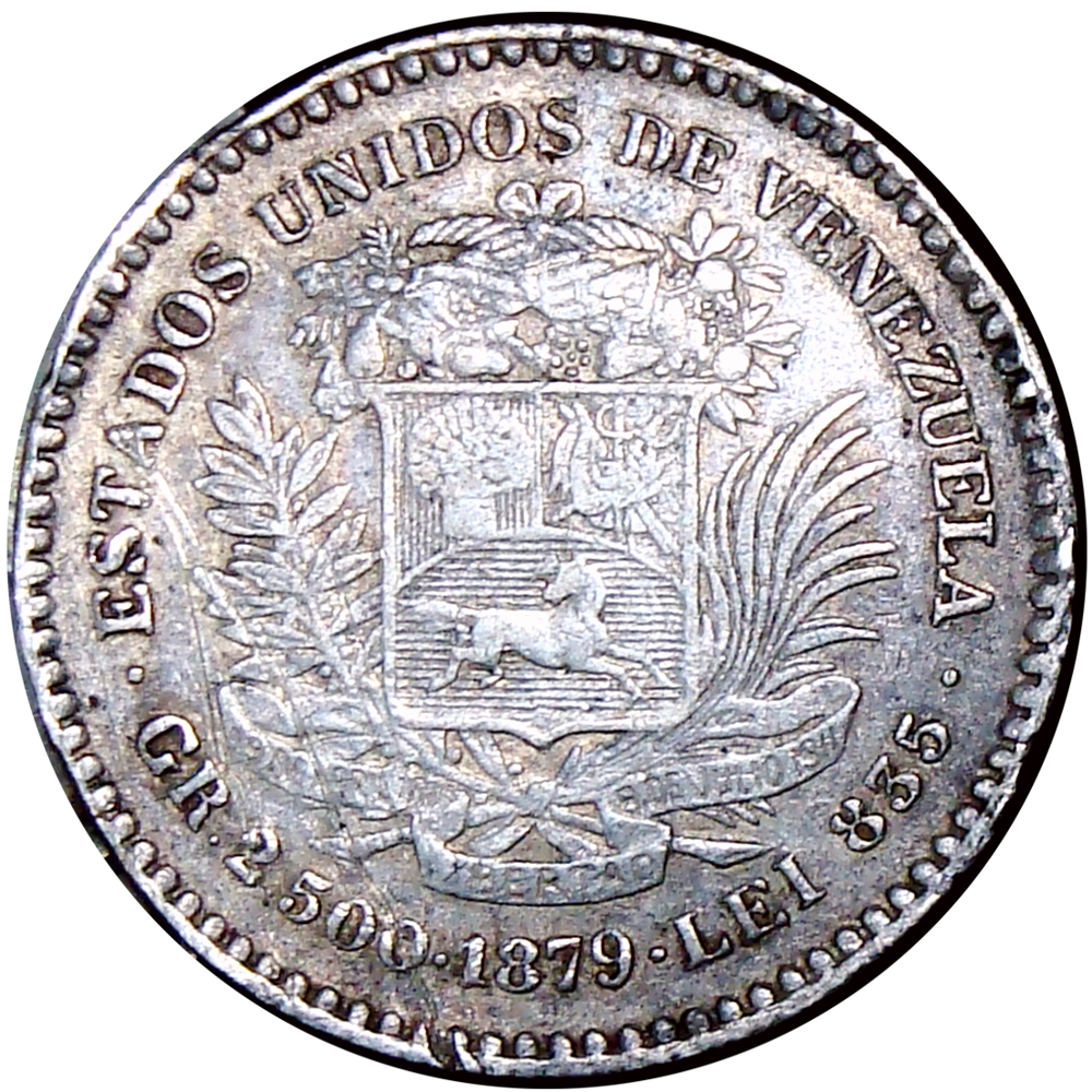 Moneda de Plata Venezuela 50 Céntimos 1879 - ½ Bolívar