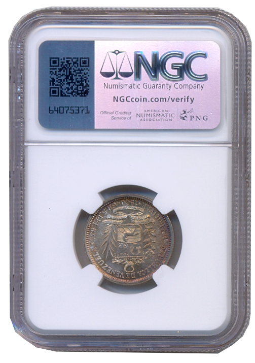 Moneda de Plata 1 Bolívar 1960 Increíble NGC MS 66 Letras ...