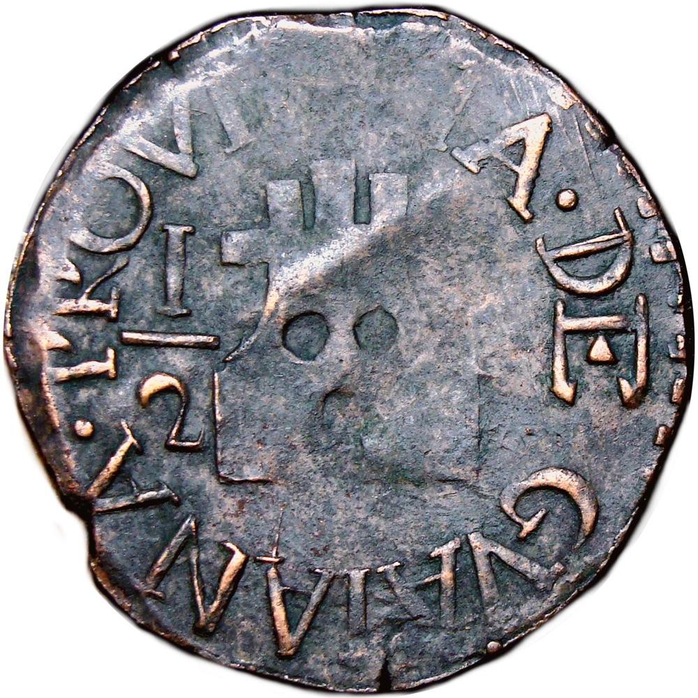 Provincia Guayana Moneda ½ Real 1815 Variante 5 Acostado